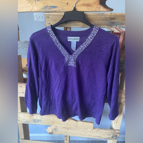 Cathy Daniels | Tops | Cathy Daniels Womens Purple Sweater With ...